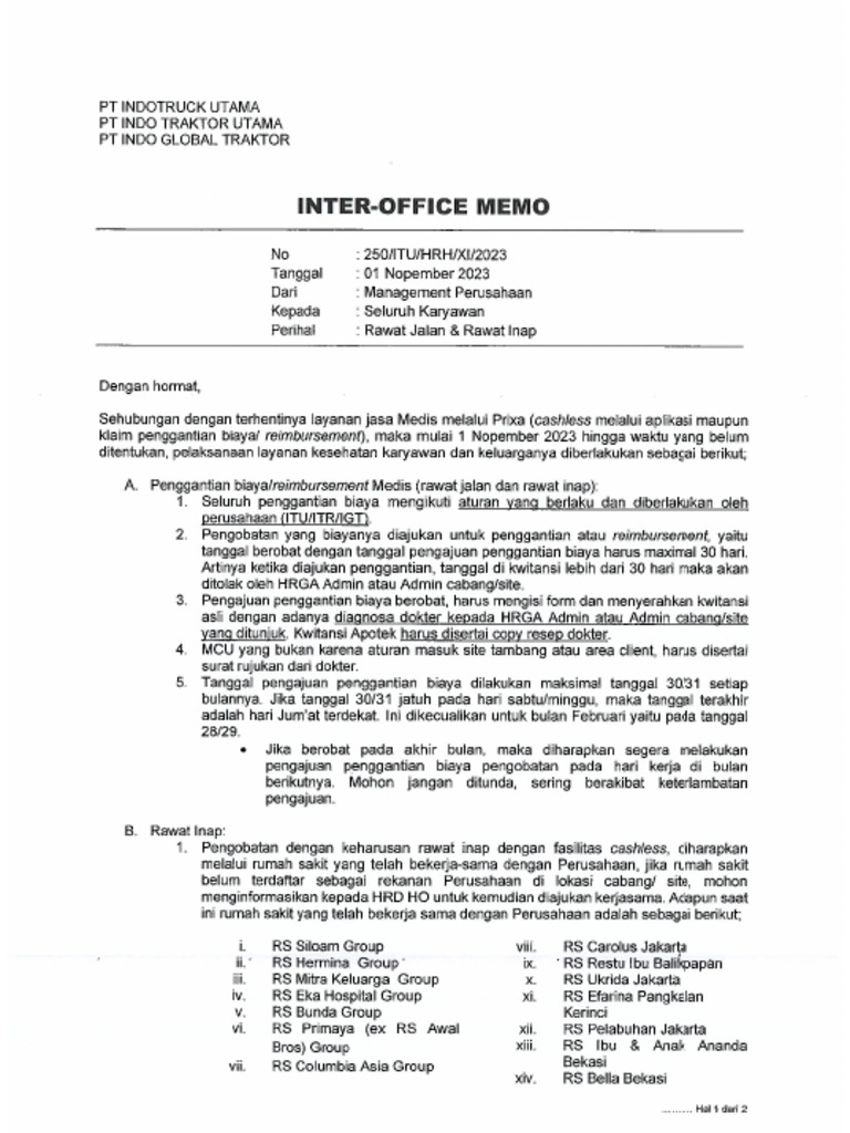Iom - Procedure of Manual Medical Reimbursement Dan Pemberhentian Prixa ...