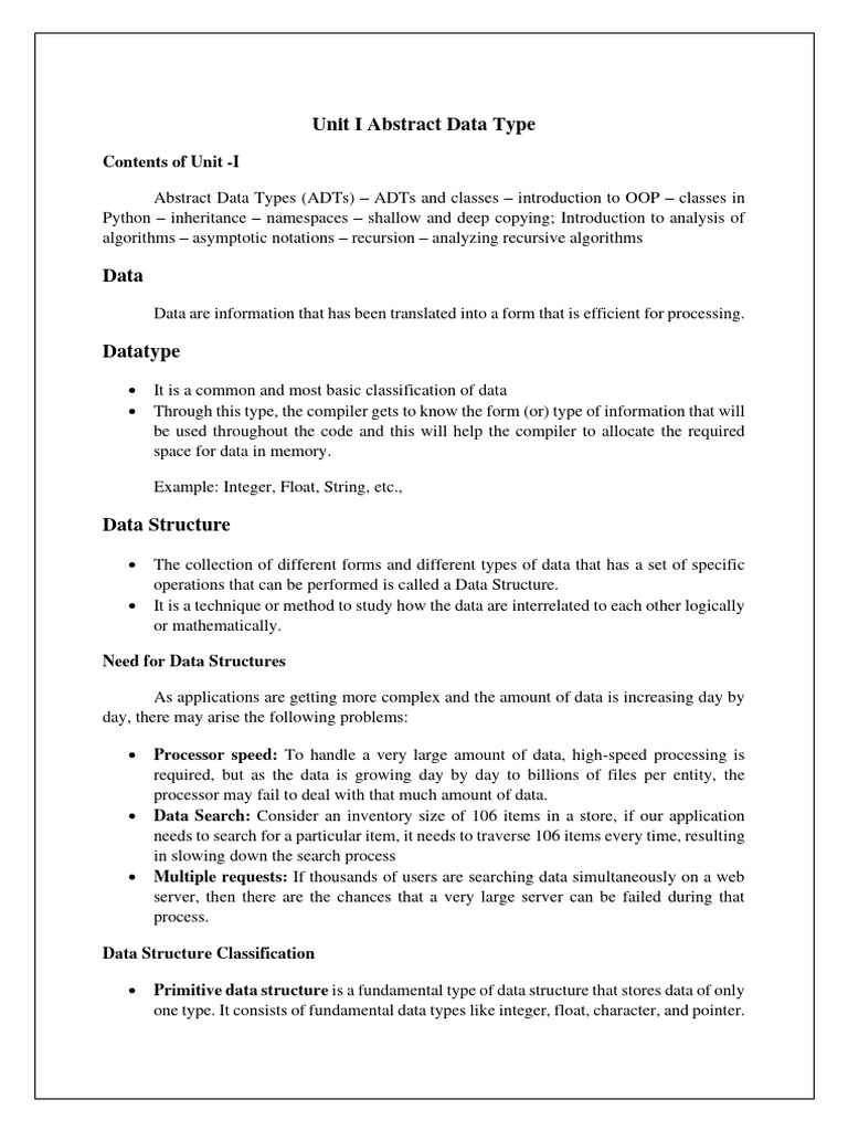 Unit I Abstract Data Type-1-19 | PDF