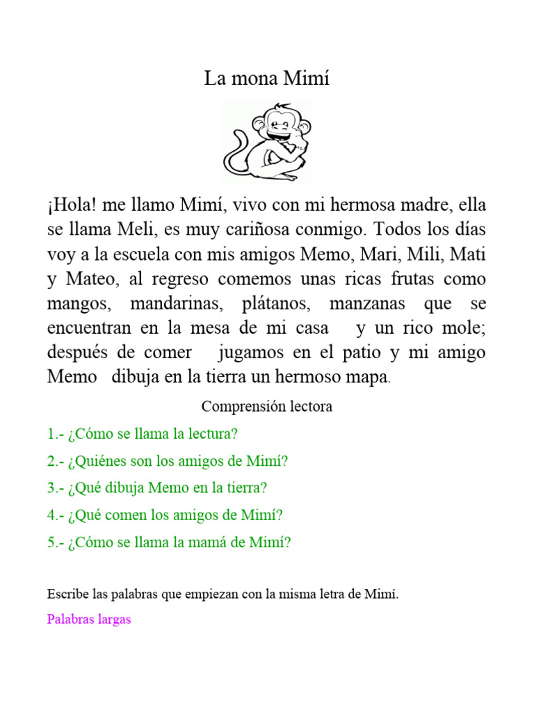 La Mona Mimí y su Mamá Meli | PDF
