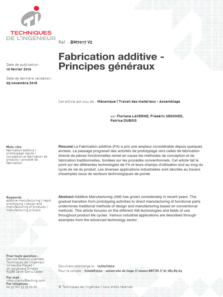 Fabrication Additive TI | PDF