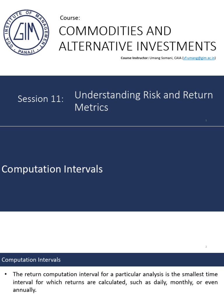 Understanding Risk & Return Metrics | PDF | Internal Rate Of Return ...