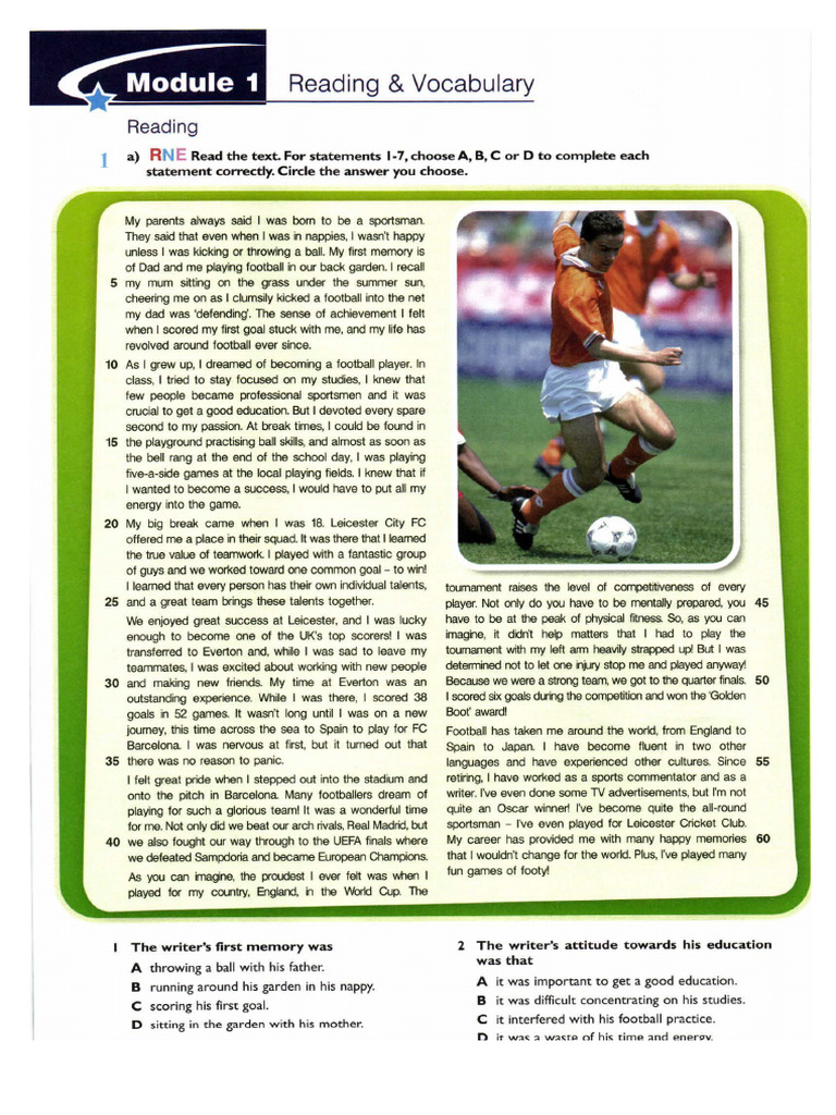 How I Became A Football Player - Reading MCQ | PDF