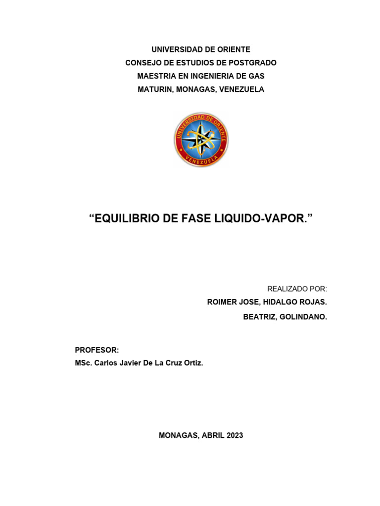 TEMA 6 Equilibrio de Fase Liquido-Vapor | PDF | Vapor | Gases