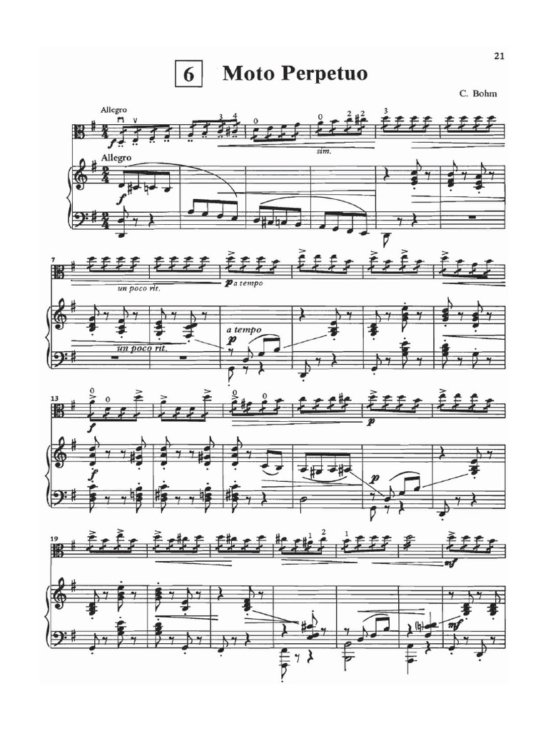 Bohm, Moto Perpetuo - Piano Part | PDF