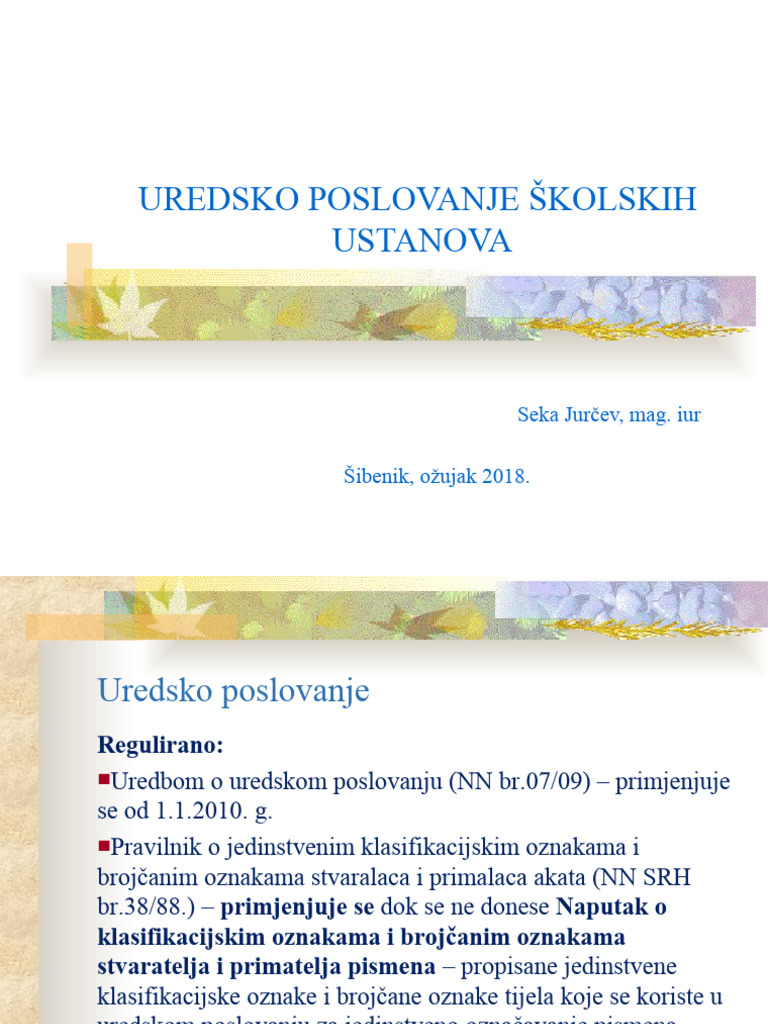Seka Jurcev Uredsko Poslovanje Skolskih Ustanova | PDF