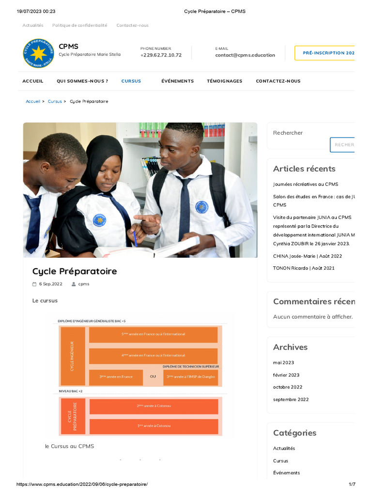 Cycle Préparatoire – CPMS | PDF