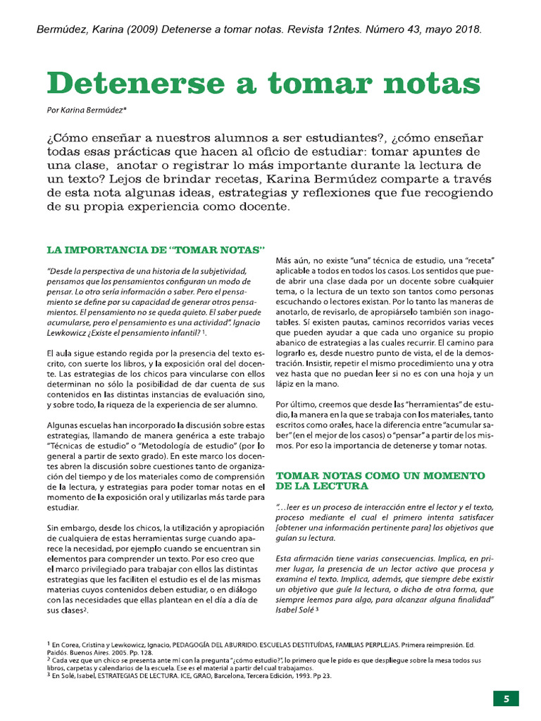 Notas: Clave para la Reflexión | PDF