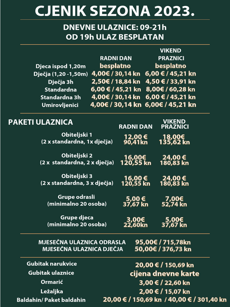 Cjenik - Sezona 2023 - A4 | PDF