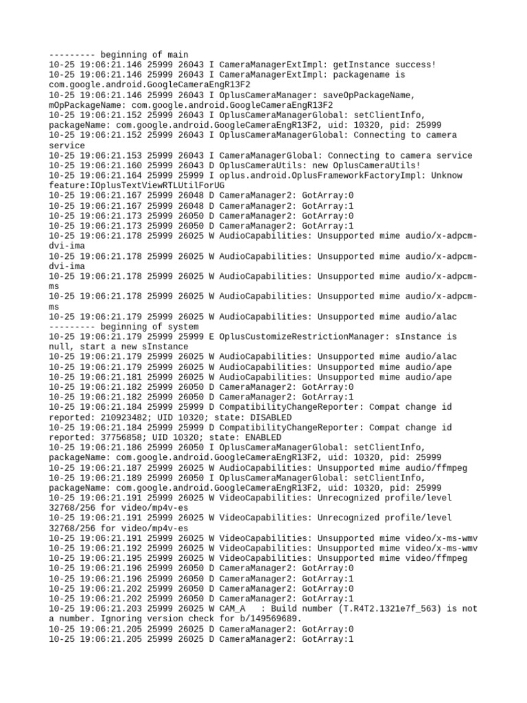 Camera Debug Log Analysis Pdf Computer Programming Computer