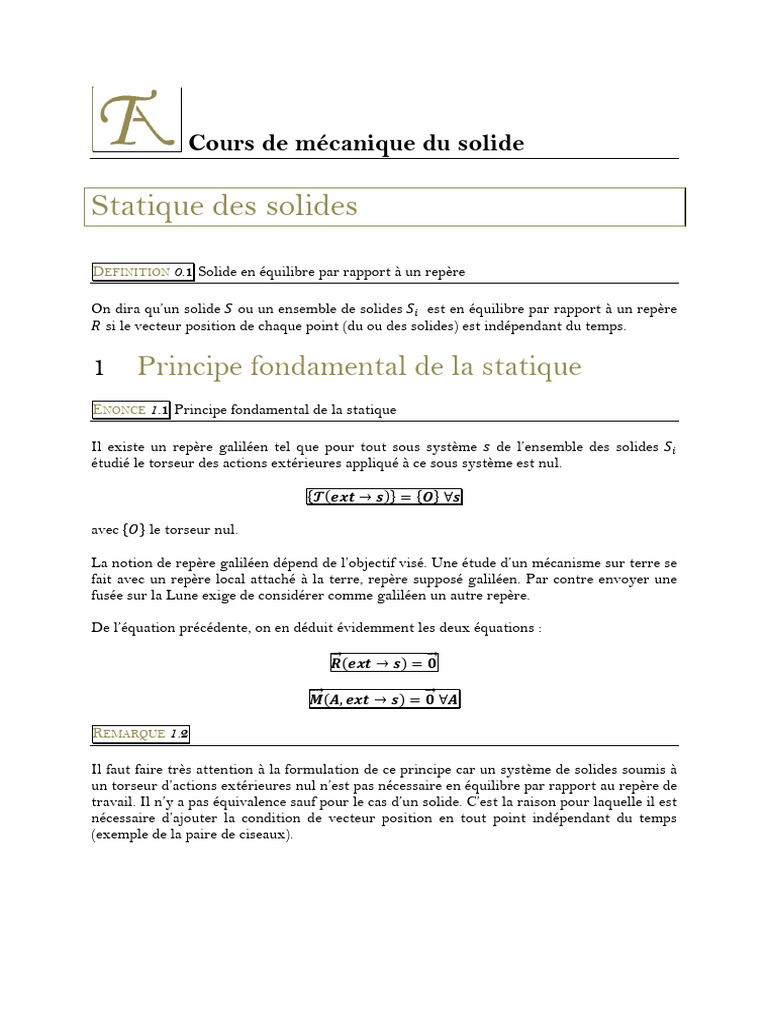 Statique Des Solides | PDF