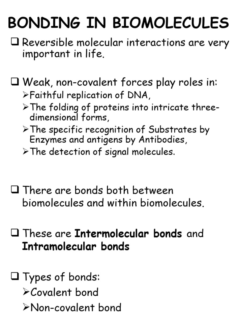 2.bonds in Biomolecules | PDF | Hydrogen Bond | Chemical Bond