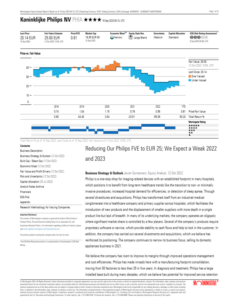 Koninklijke Philips Morningstar Report | PDF