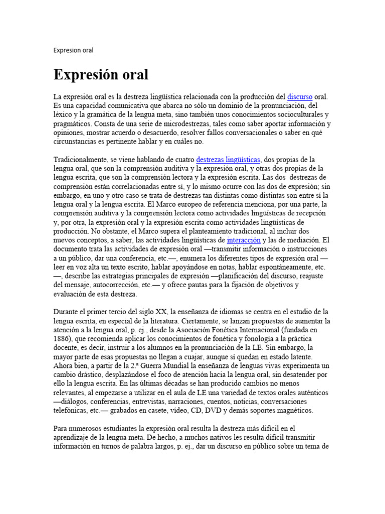 Expresion Oral | PDF