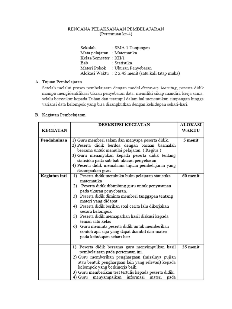 Kegiatan Deskripsi Kegiatan Alokasi Waktu Pendahuluan 1) Guru Memberi ...