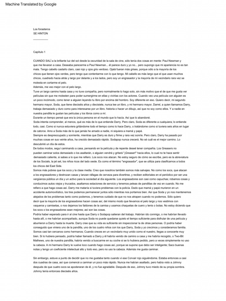 The Outsiders Novel by SE Hinton | PDF | Pelo