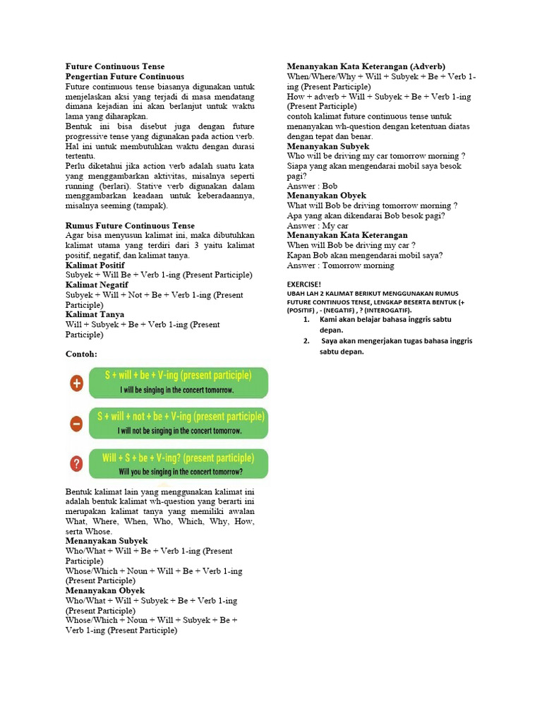 Future Continuous Tense | PDF