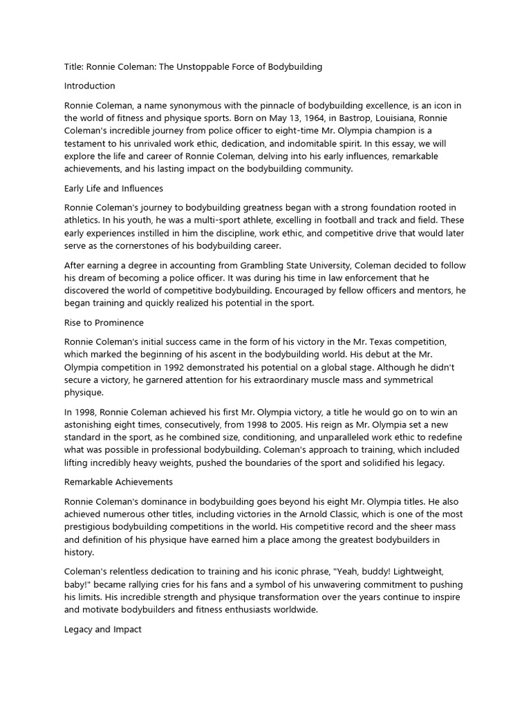 Ronnie Coleman | PDF | Weight Training