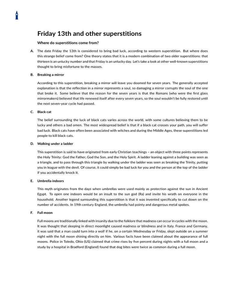 Reading Superstition | PDF | Superstitions | Luck