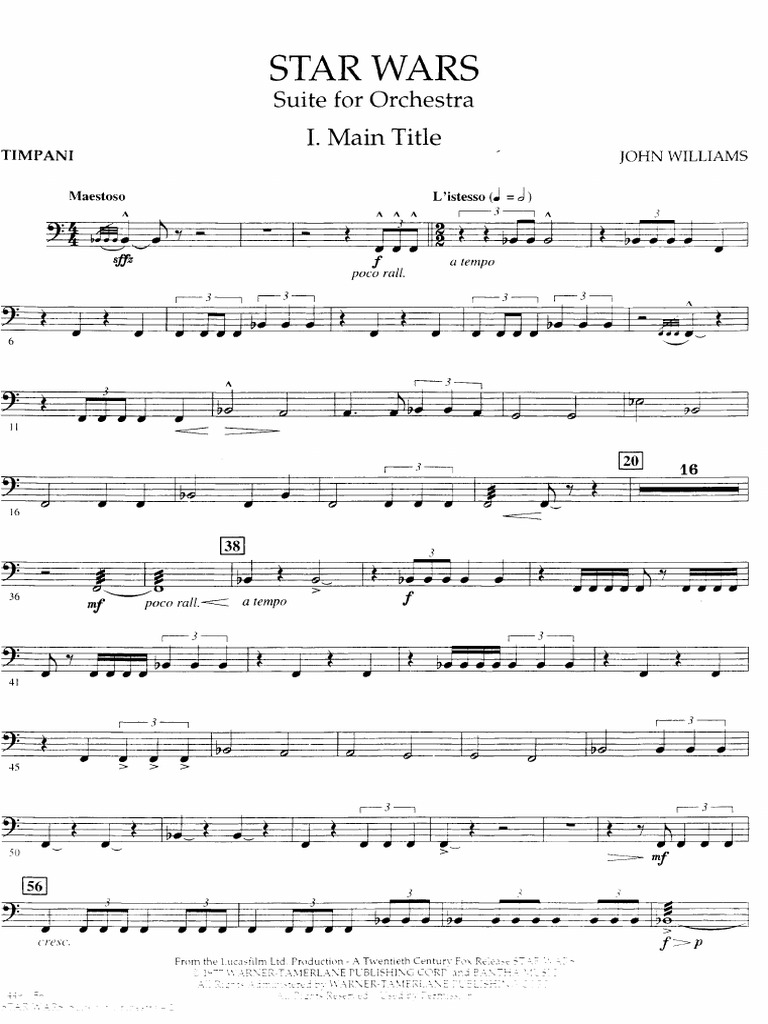 Star Wars Suite 22 Timpani | PDF | Tempo | Rhythm And Meter