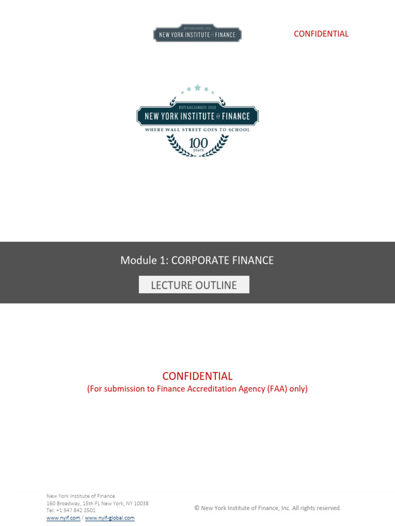 NYIF GFC Module 1 - Lecture Outline | PDF