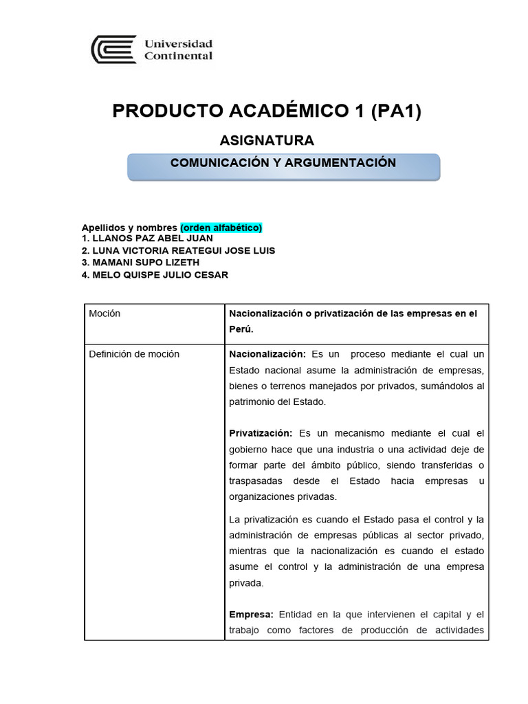 FORMATO de PA1 | PDF | Business | Privatización