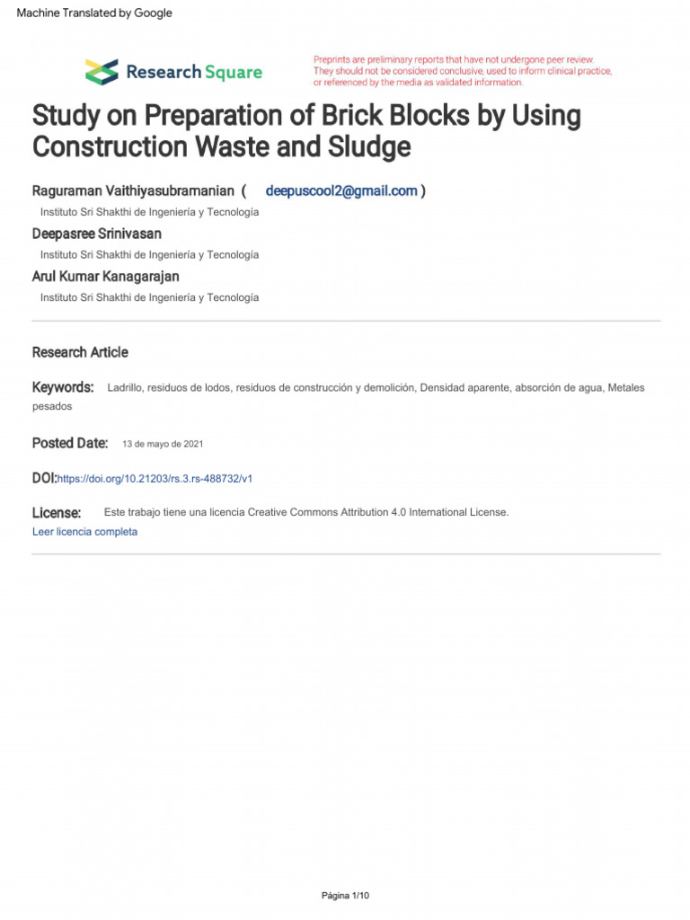 2021 VAITHIYASUBRAMANIAN ESP - Study On Preparation of Brick Blocks by ...