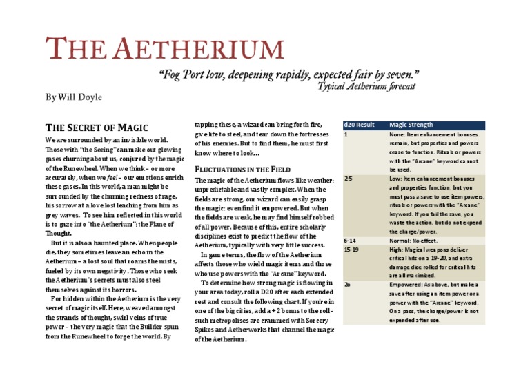 The Aetherium | PDF | Fantasy | Leisure