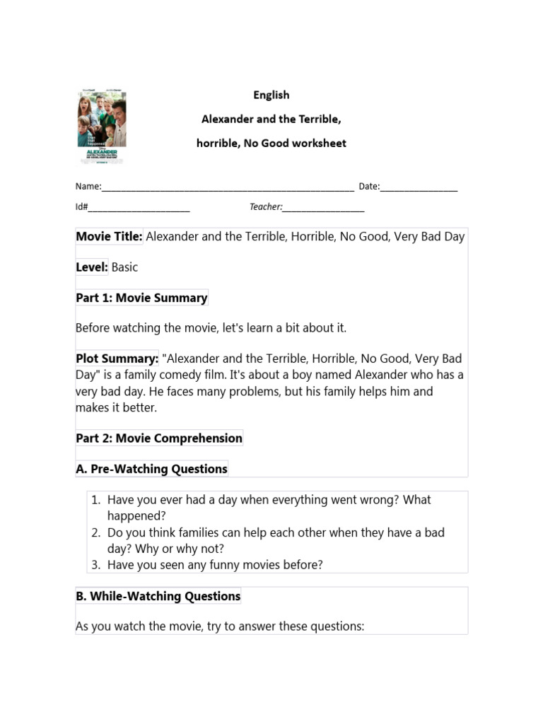 ESL Worksheet for Alexander's Movie | PDF | Pleasure | Experience