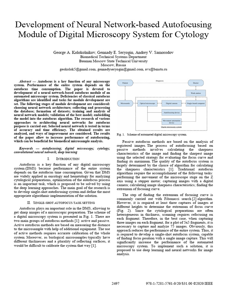 Development of Neural Network-Based Autofocusing Module of Digital Microscopy System For ...