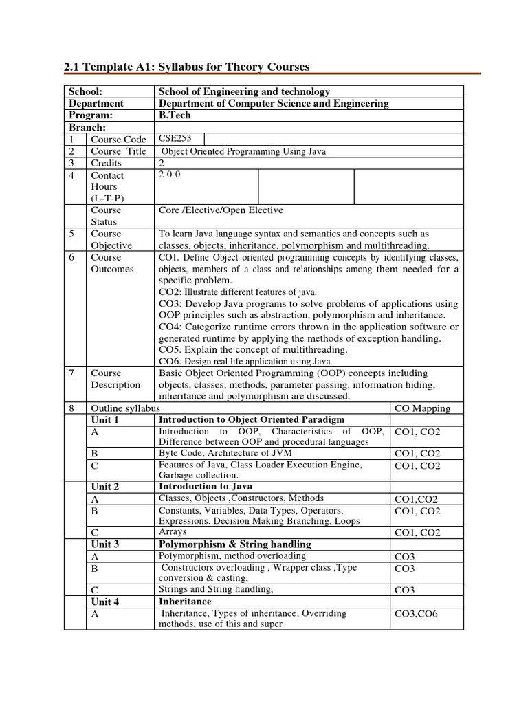 Cse253 Object Oriented Programming Using Java Pdf