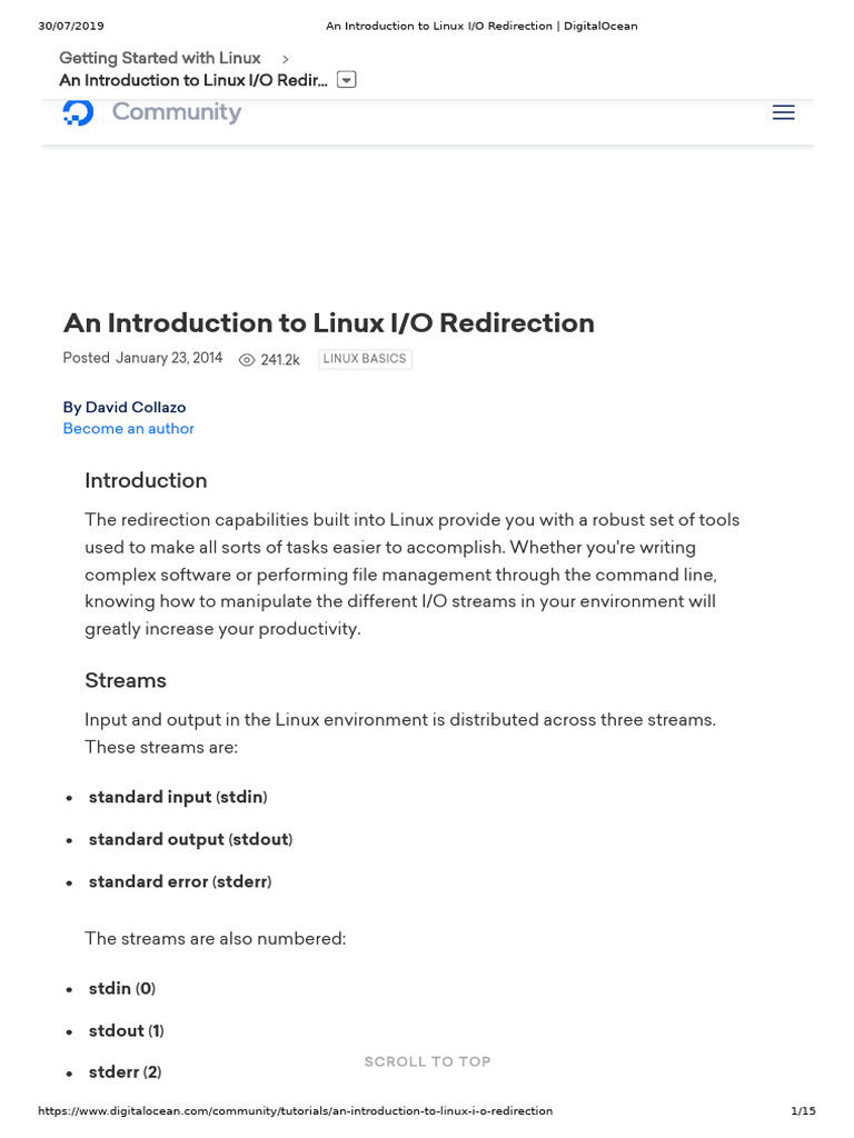 An Introduction To Linux I - O Redirection - DigitalOcean | PDF | Unix | Computer Data