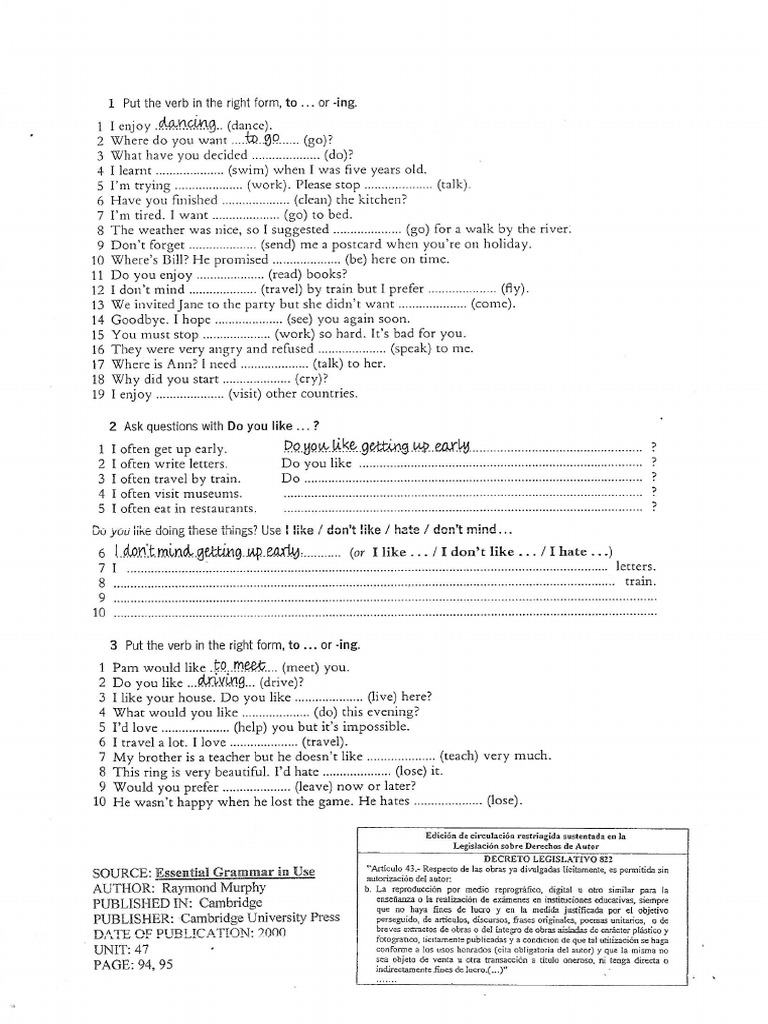 Cl5-Ing Form - Exercises | PDF