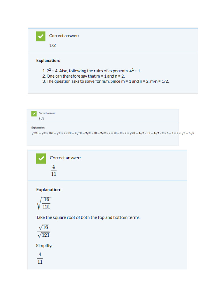 Answers For Laws of Redicals | PDF