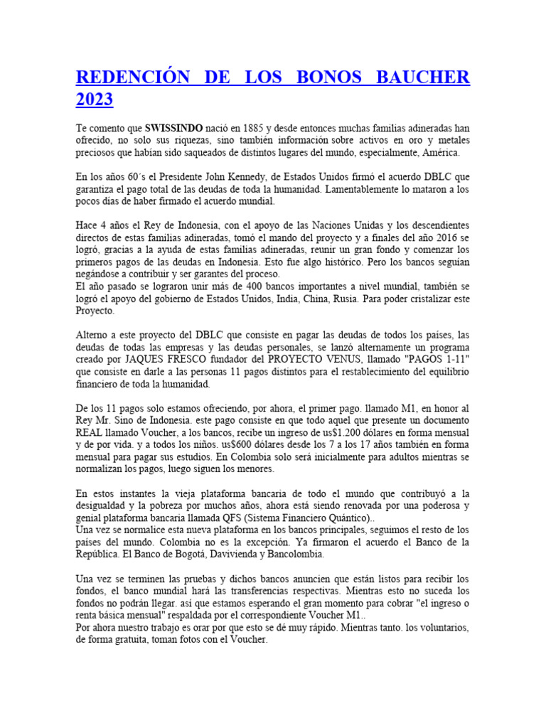 Bonos Baucher: Redención y Futuro | PDF