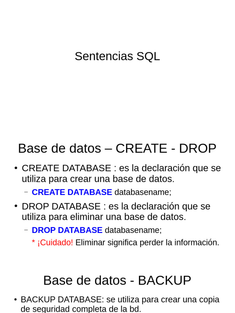 05 - Sentencias SQL | PDF | SQL | Programación de computadoras