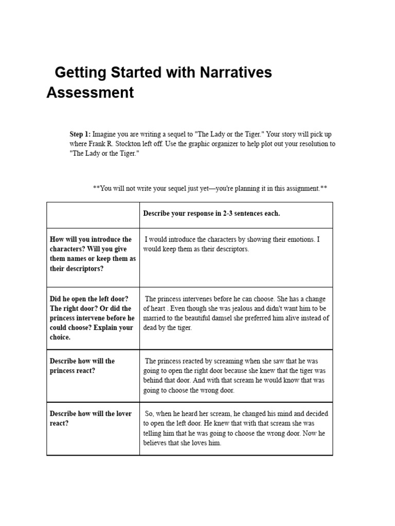 Getting Started With Narratives Assessment | PDF