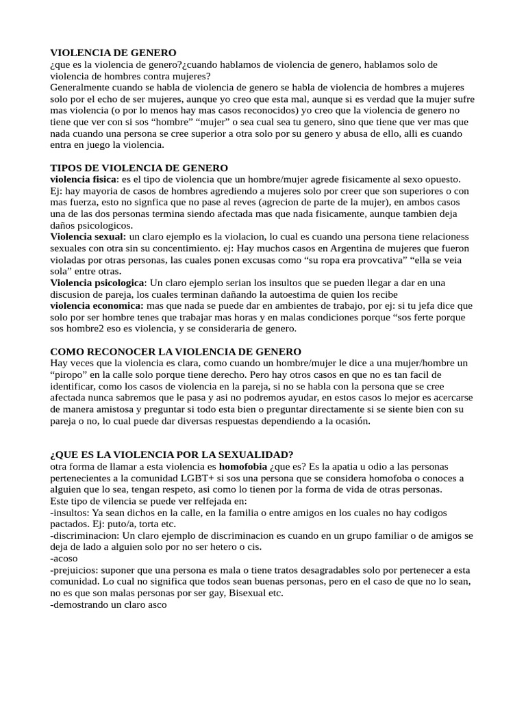 Trabajo Taller1 | PDF | La violencia contra las mujeres | Violencia
