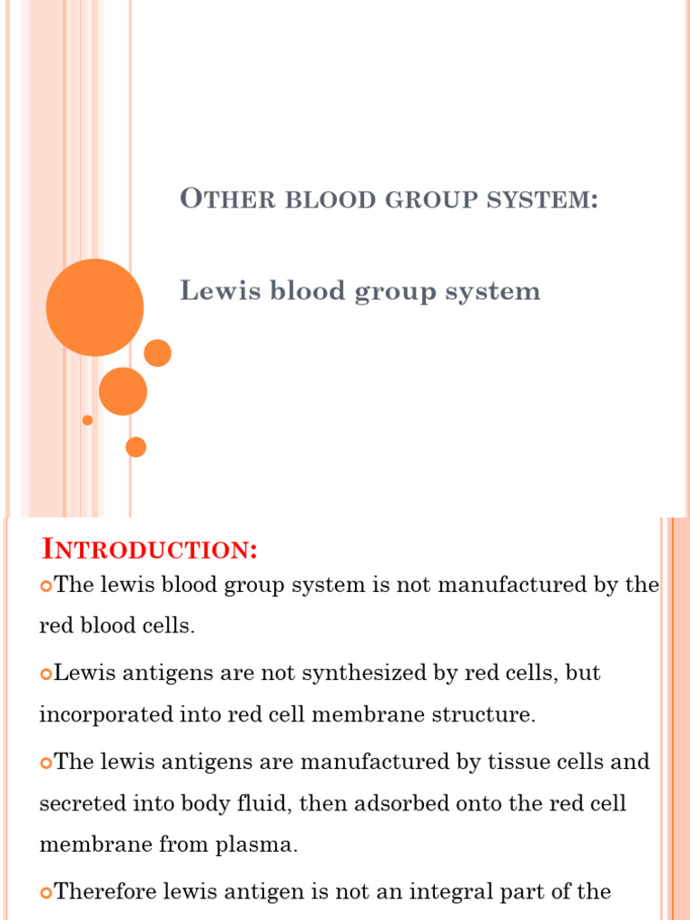 9 Th. Lec. Lewis Blood Group System | PDF | Clinical Pathology | Histology