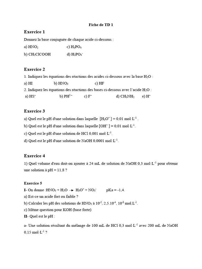 Fiche TD 1 AQUA | PDF