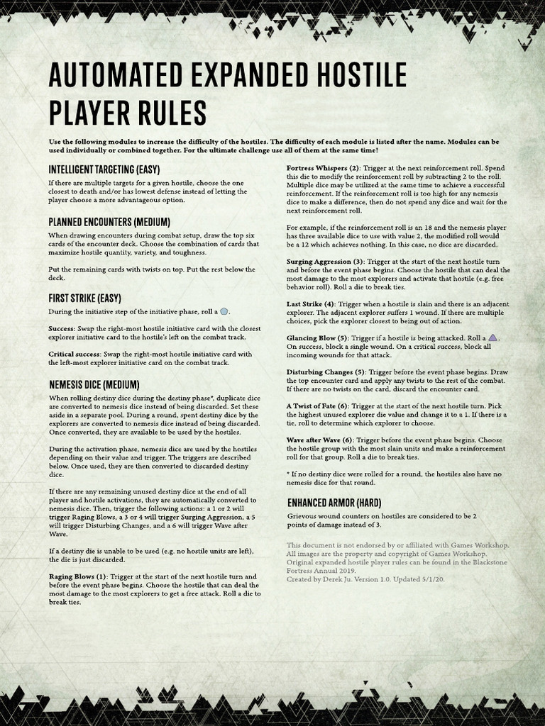 Automated Expanded Hostile Player Rules 1 0 | PDF