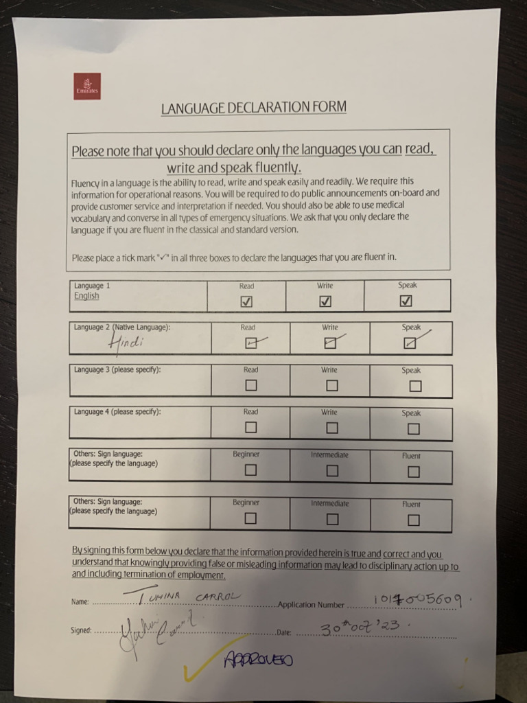 Language Declaration Pdf