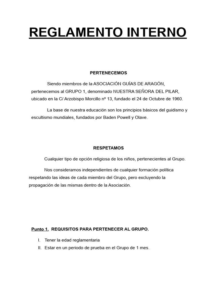 Reglamento Interno | PDF