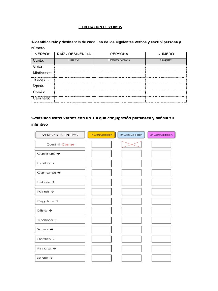Ejercicios de Verbos para Primaria | PDF | Verbo | Lingüística