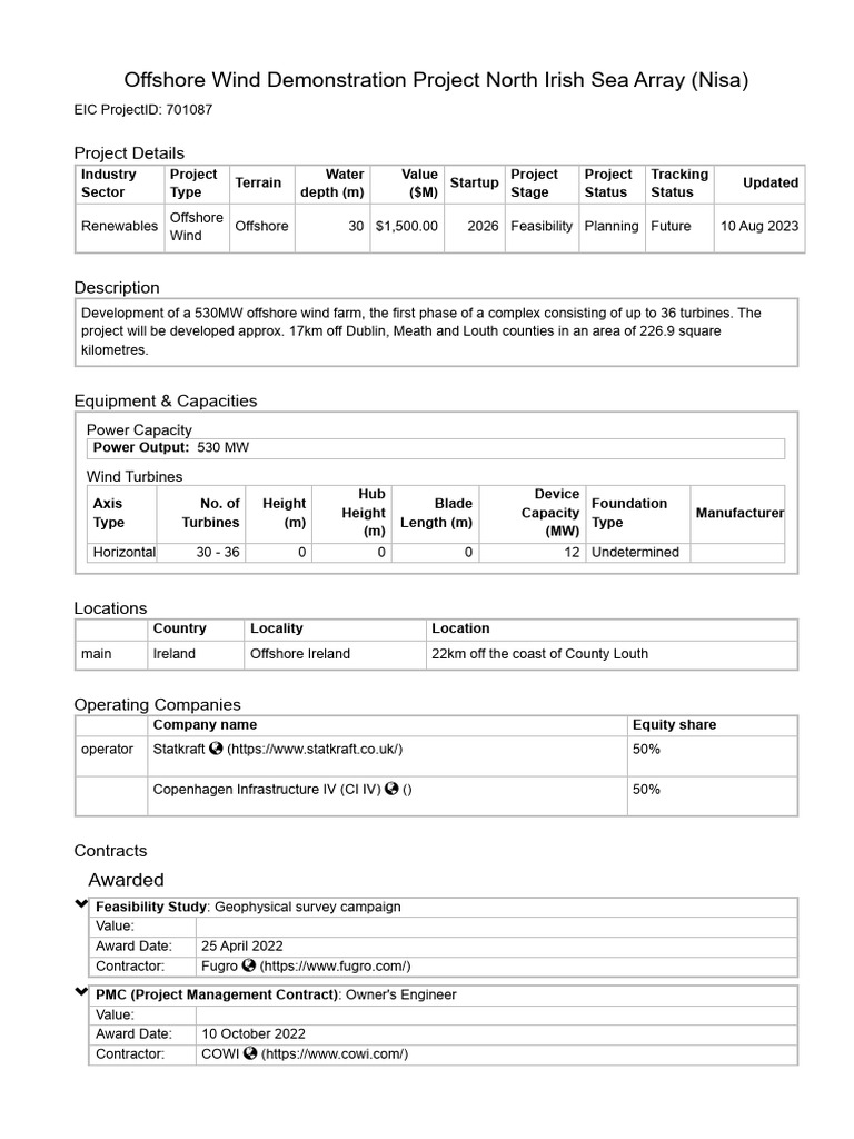 Offshore Wind Demonstration Project North Irish S PDF | PDF | Business ...