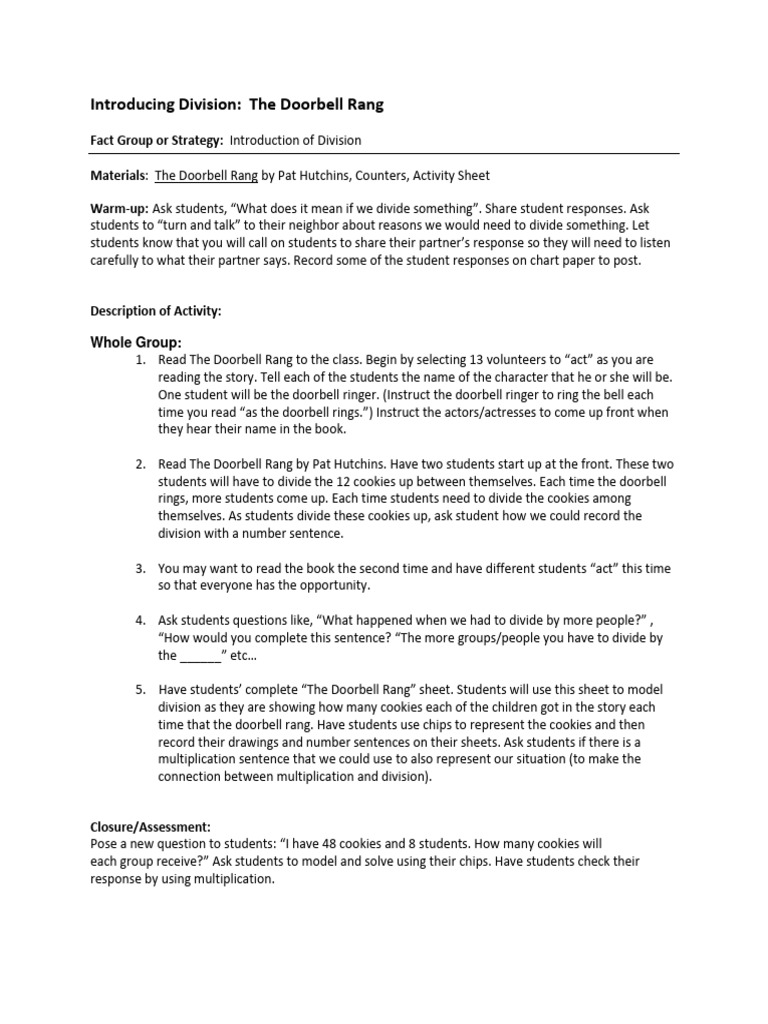 02.the Doorbell Rang Literature Connection | PDF