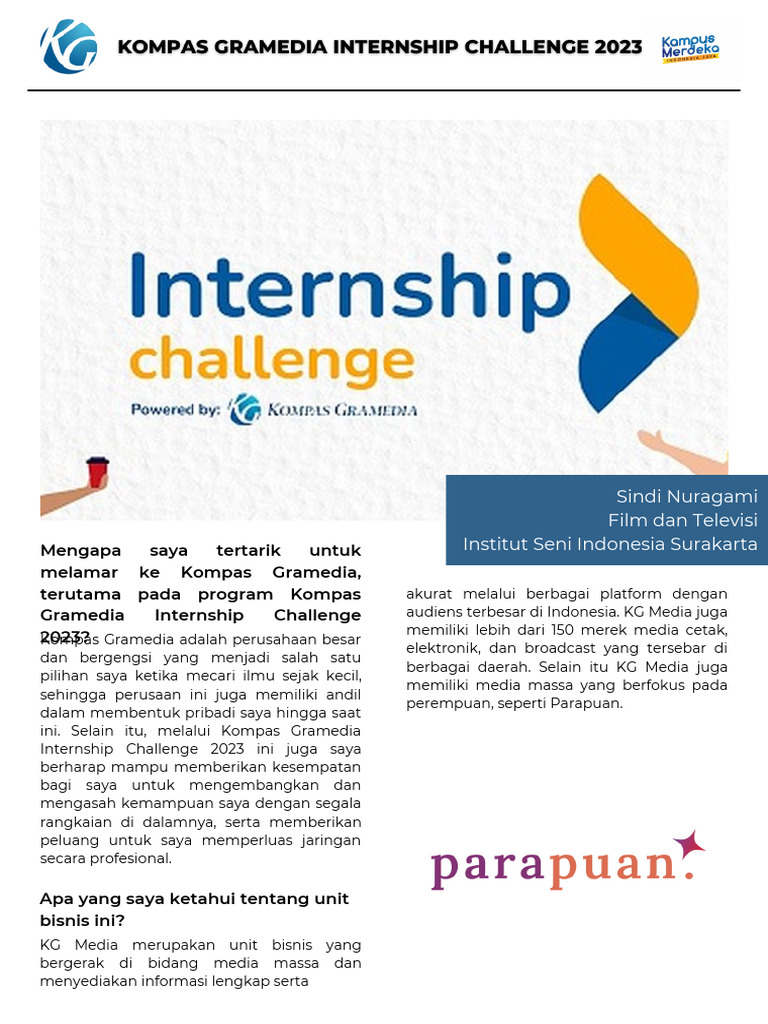 Motivasi Melamar Internship di Kompas Gramedia | PDF | Karier ...