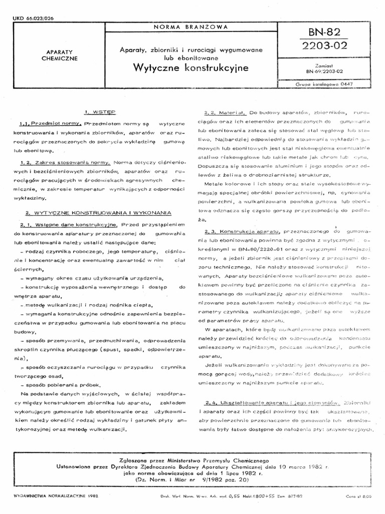 BN_82_2203_02 - Aparaty, Zbiorniki i Rurociągi Wygumowane Lub Ebonitowane - Wytyczne ...