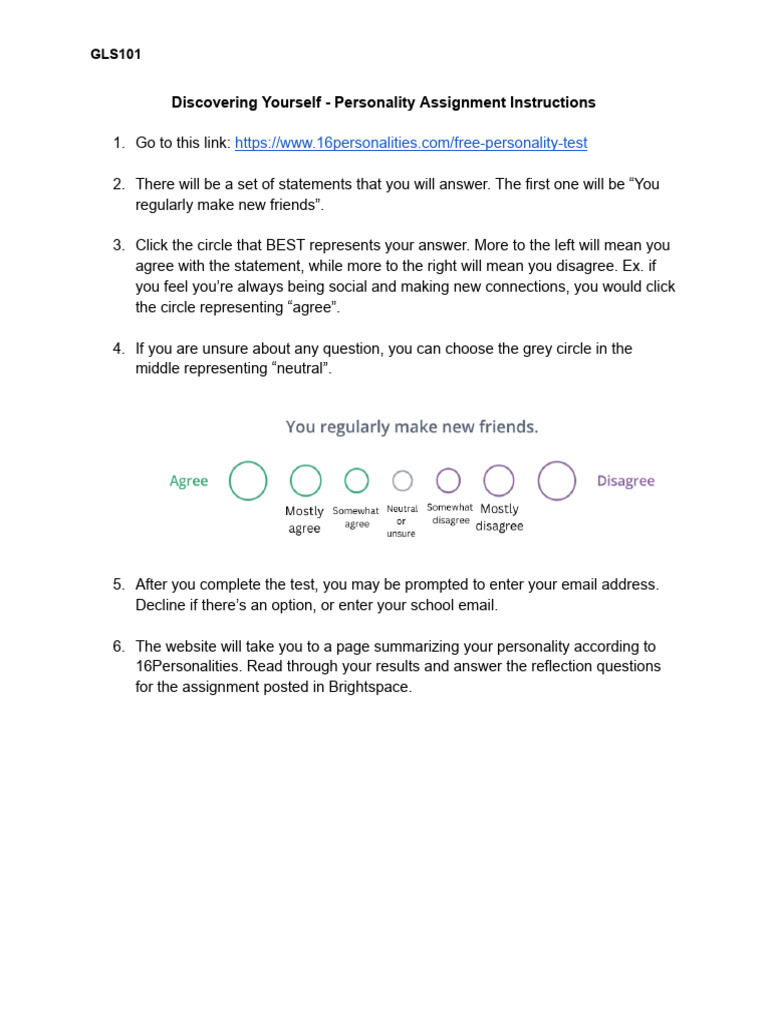 GLS Personality Lesson - Instructions | PDF