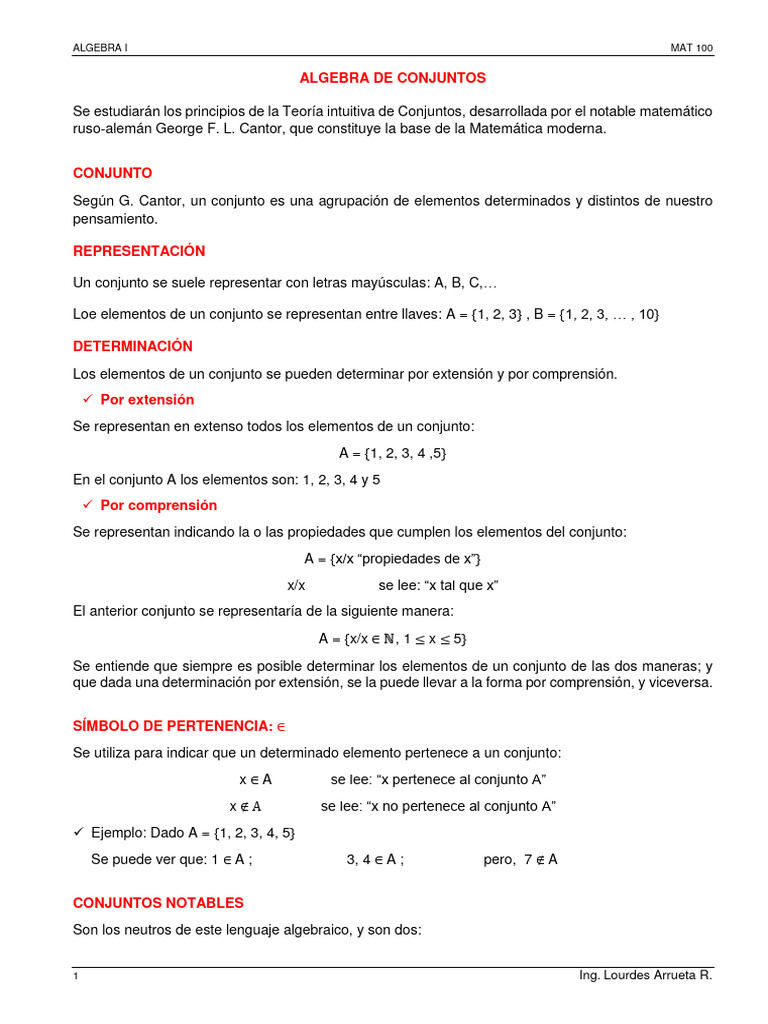 1.algebra de Conjuntos | PDF