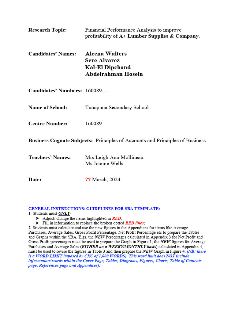 Poa Pob Sba Template 2023-2024 | PDF | Market Liquidity | Banks